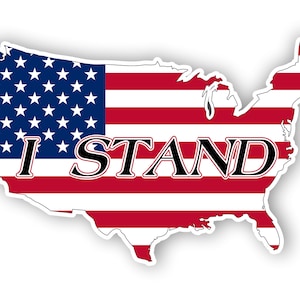 I Stand United States American Flag Support Sticker Car Decal Truck ...