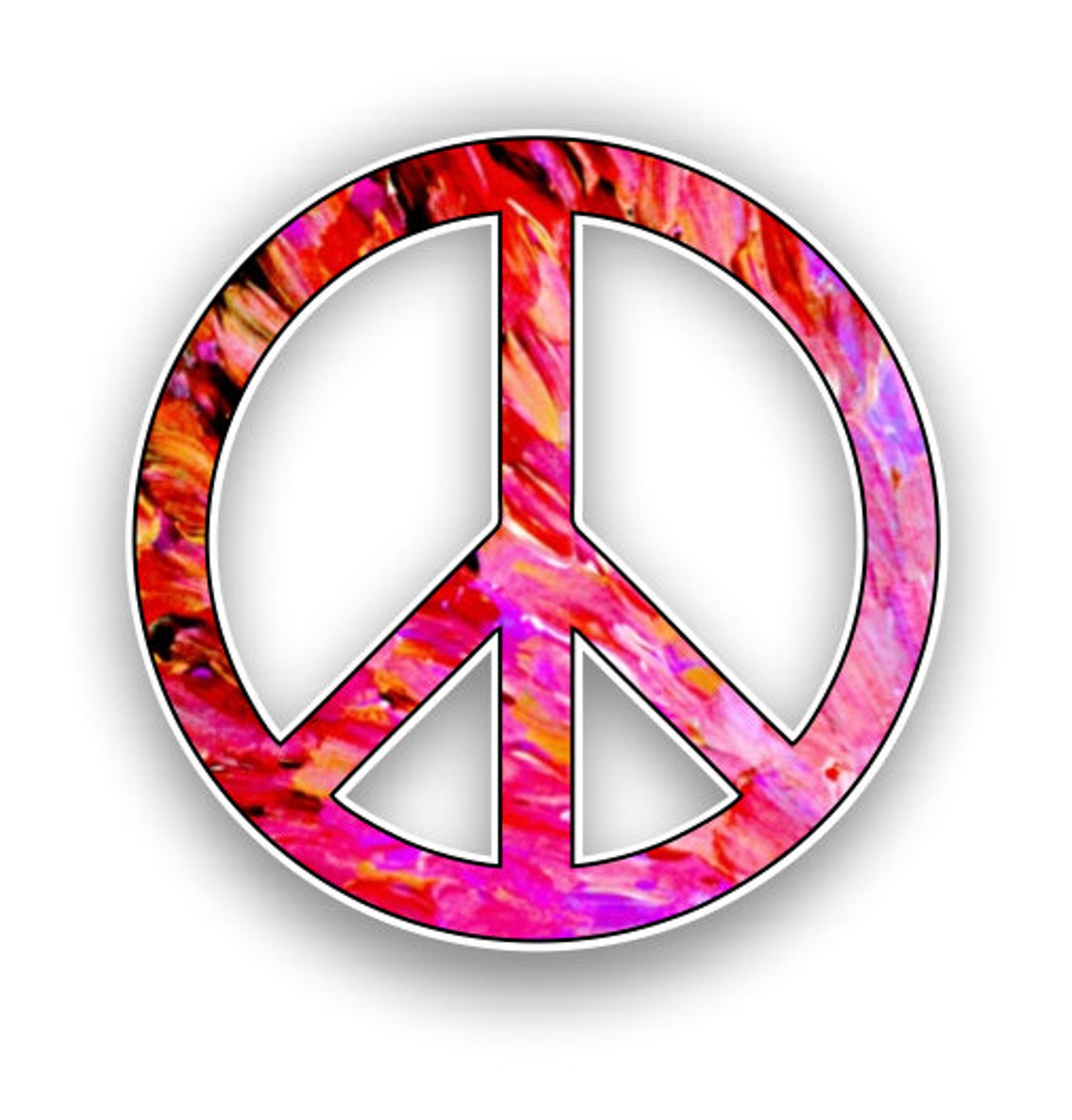 Peace Sign Red-Pink Tie Dye Print Sticker Car Motorcycle | Etsy