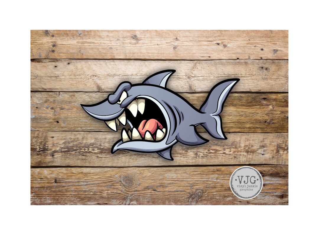 Shark Cartoon Sticker for Auto Cars Trucks Windshield Windows Laptop RV ...