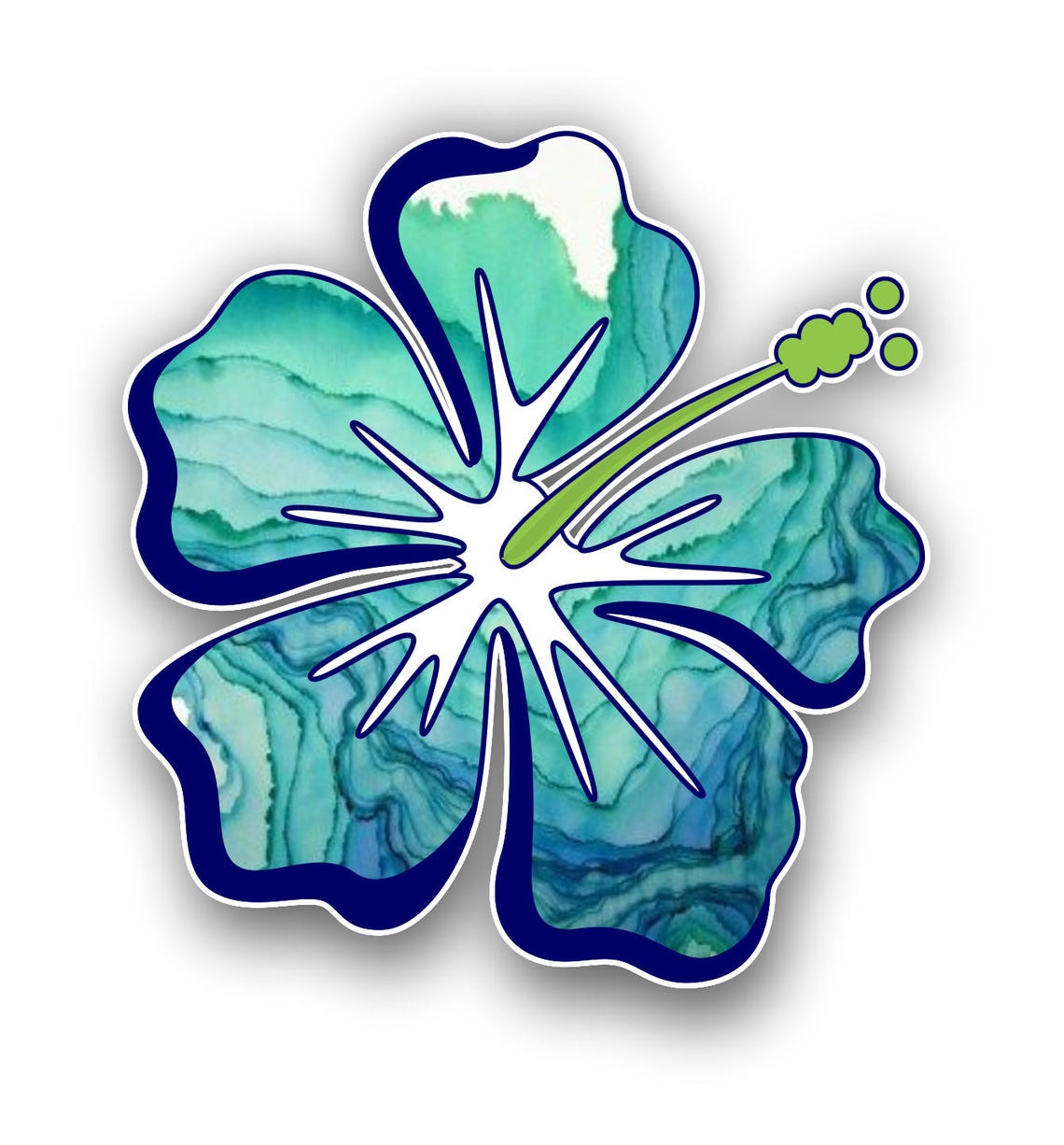 2" Hibiscus Flower Sticker Hawaii Flower Sticker for Phones Decoration ...