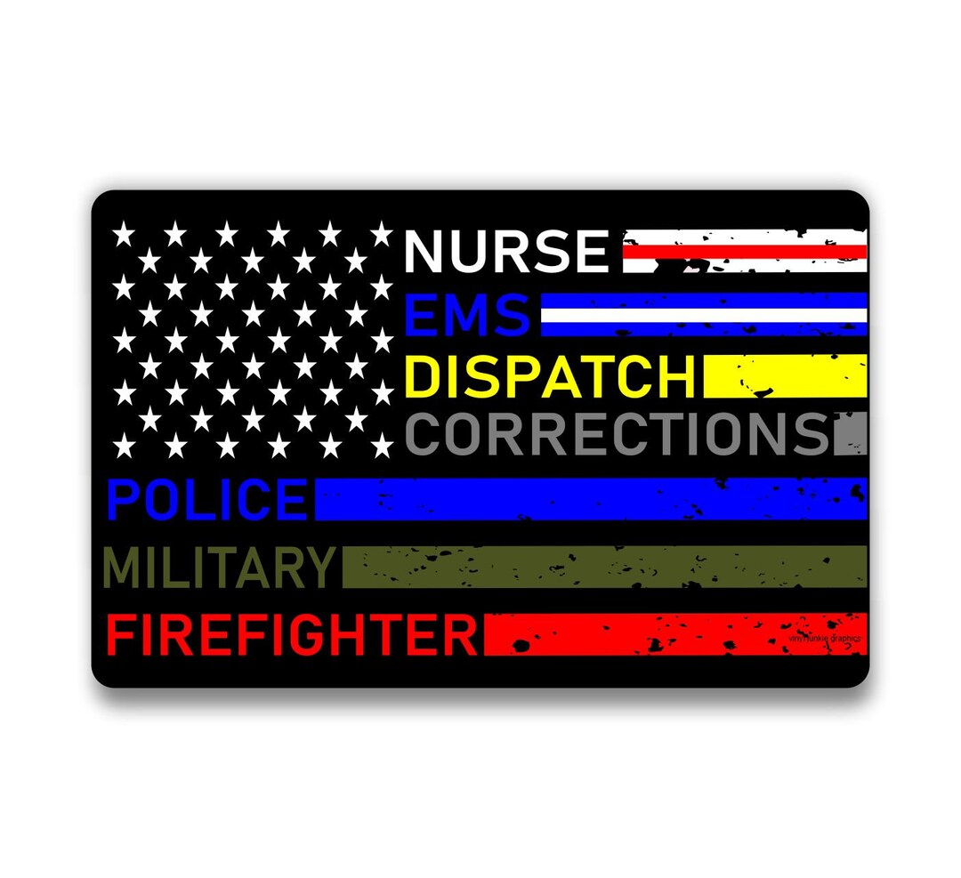 First Responders Thin Line USA Flag Decal American Flag Sticker Blue ...