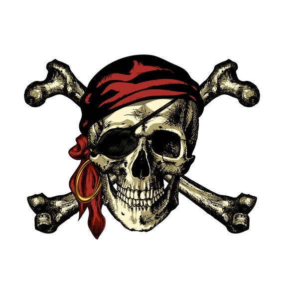 Pirate Skull With Crossbones Sticker - Etsy