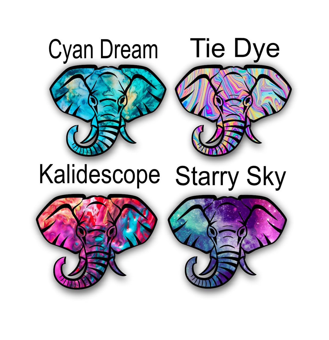 Elephant Sticker Tie Dye Pattern 4 Inches - Etsy