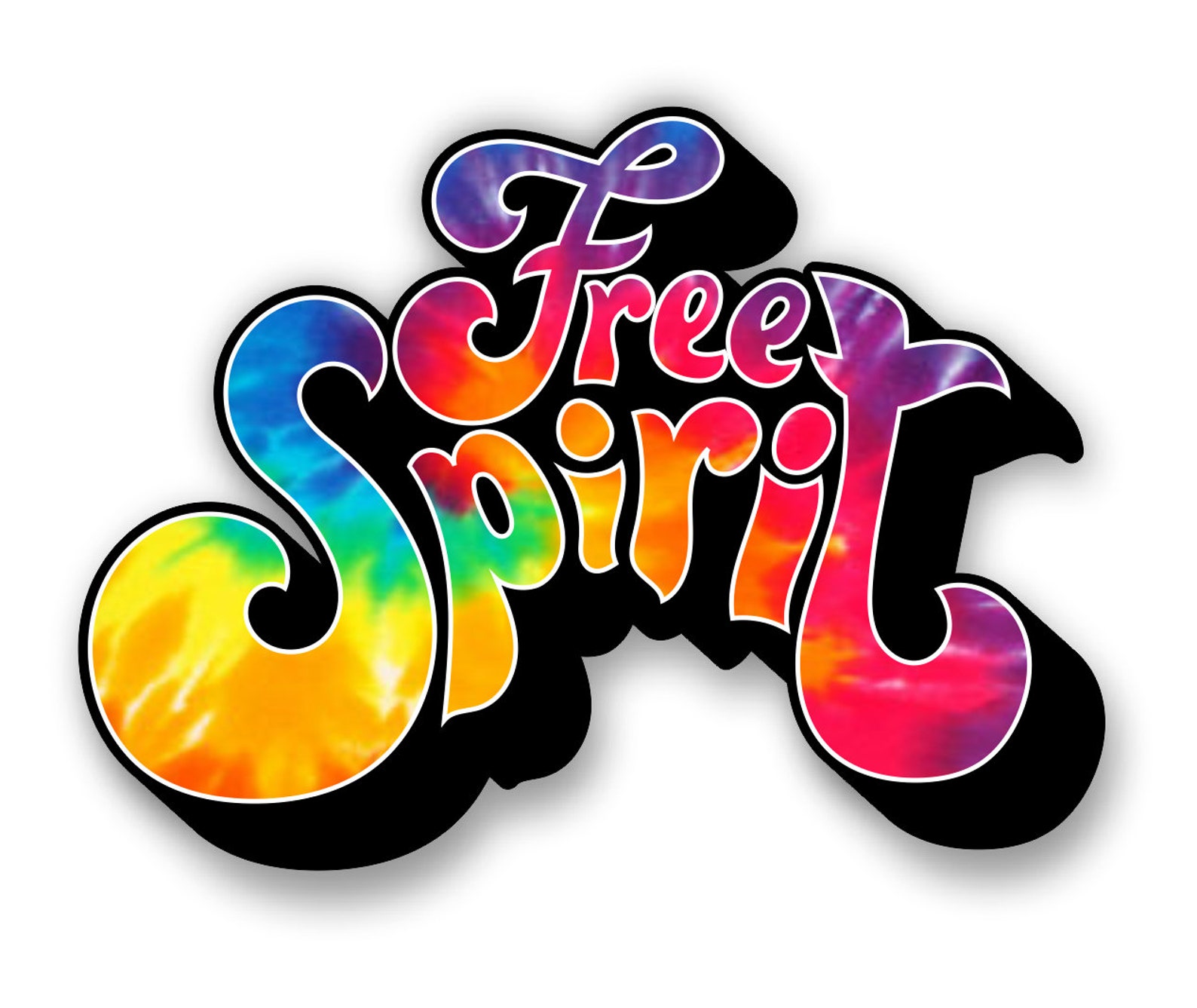 Free Spirit Rainbow Tie Dye Sticker for Car Truck Laptop Hydro Flask ...