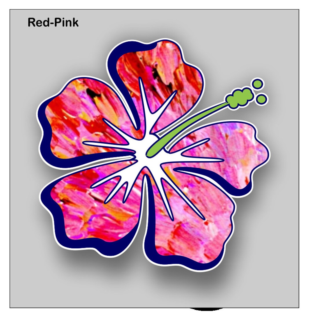 Hibiscus Flower Red/pink Sticker / Decal **free Shipping** - Etsy
