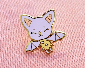Tiny White Bat Hard Enamel Pin V2 Standard A Grade | Etsy