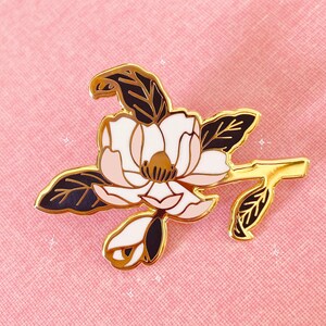 SET of 2 Flower Pins Magnolia and Peony Hard Enamel Pin | Etsy