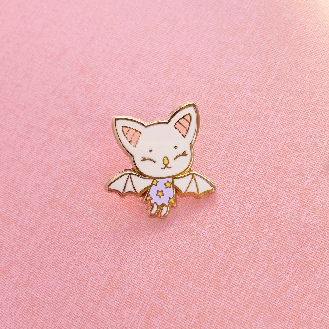Tiny White Bat Hard Enamel Pin- V2 - Standard (A) Grade - Etsy
