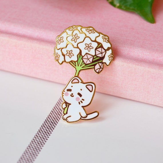 Sitting Hoya Bloom Kitty Hoya Flower Cat Hard Enamel Pin A - Etsy