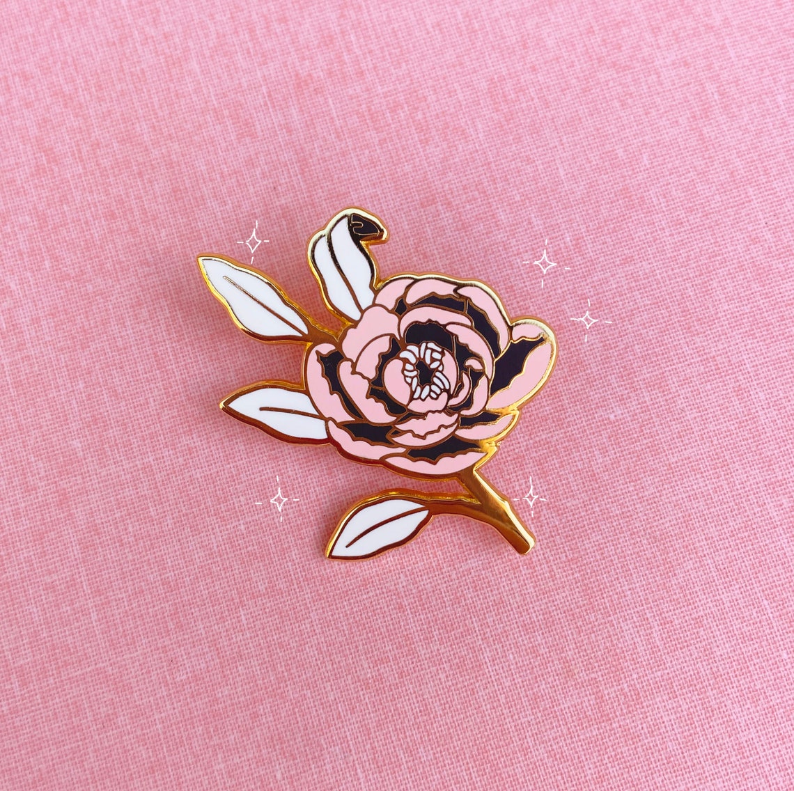 SET of 2 Flower Pins Magnolia and Peony Hard Enamel Pin | Etsy