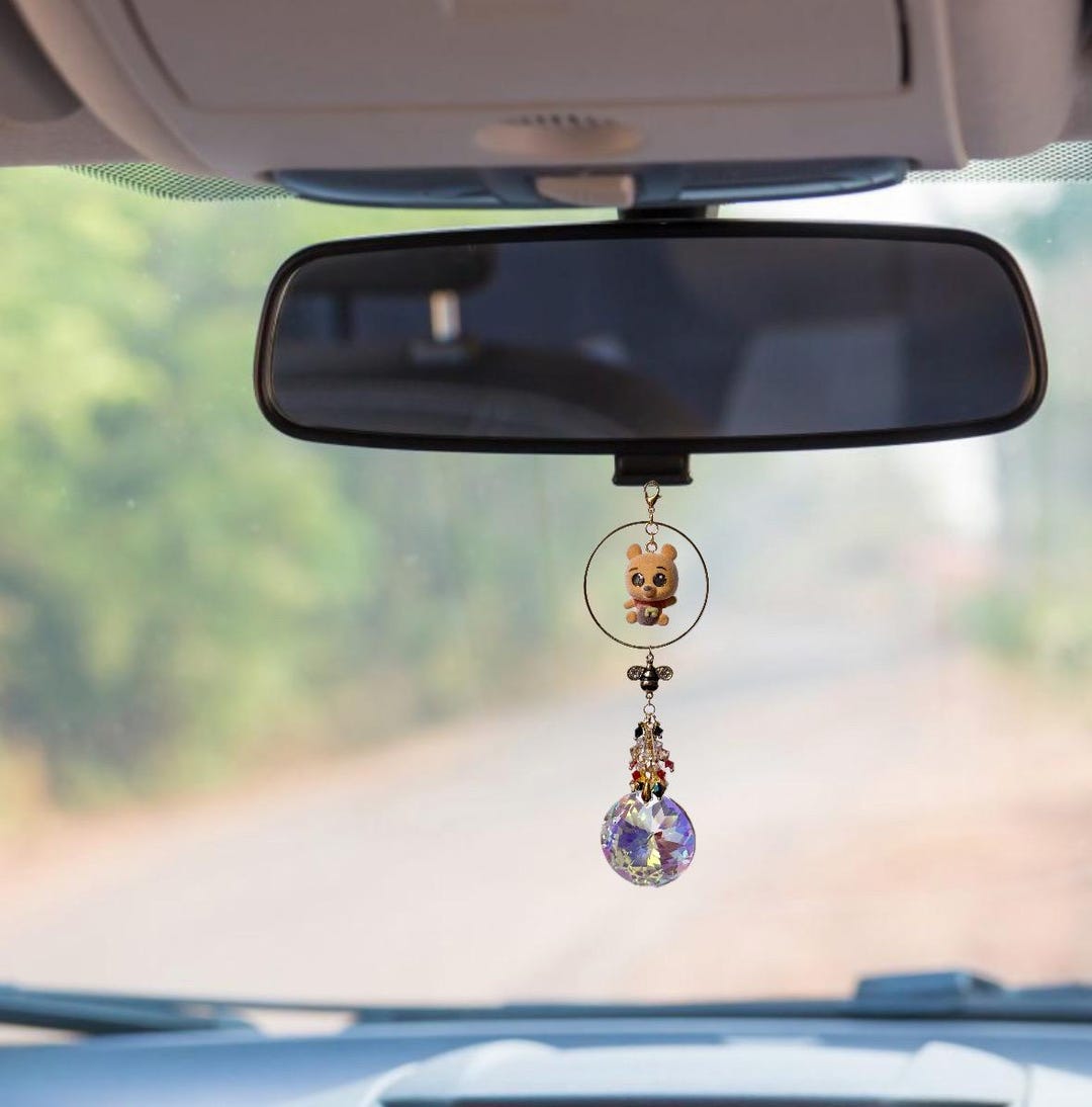 Winnie the Pooh flocked Car Suncatcher Charm, Rear View Mirror, New ...