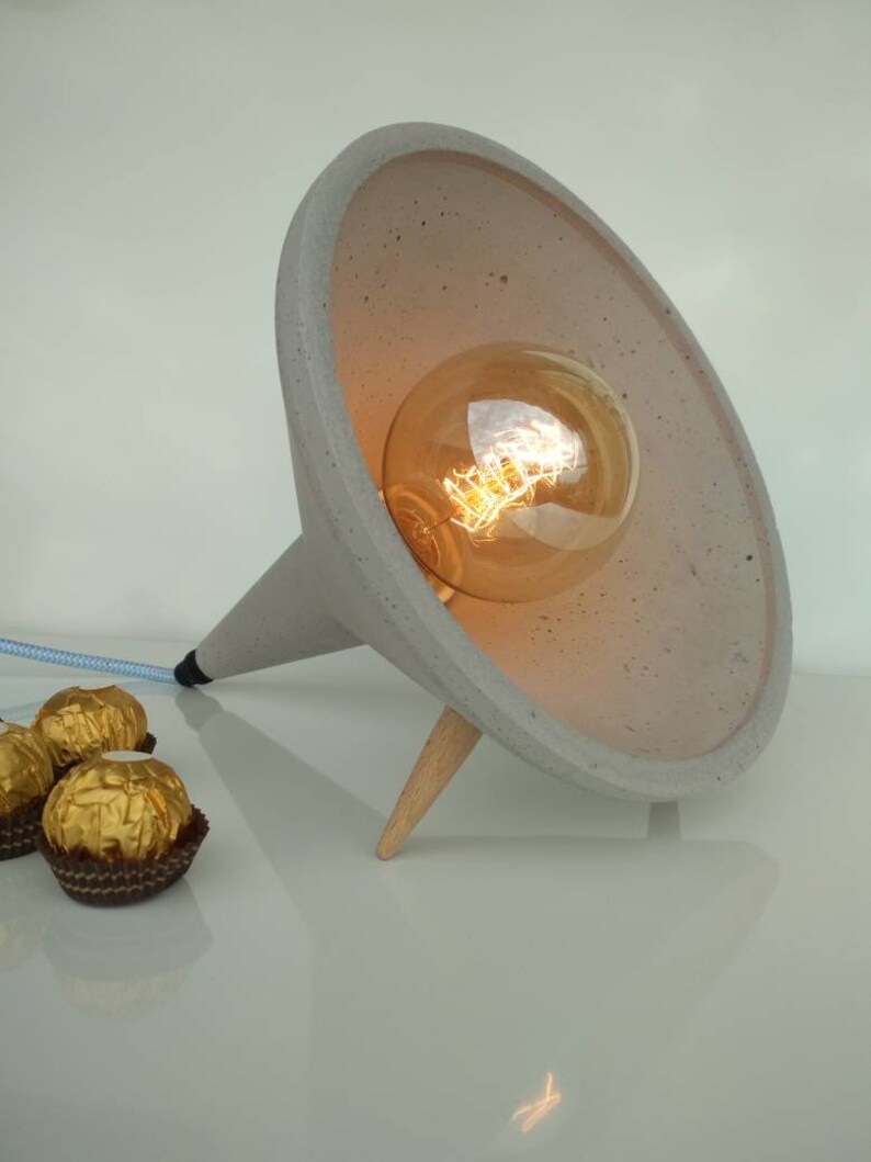 Grey Cement Lamp Night Light Table Lampe Home Decor Original - Etsy