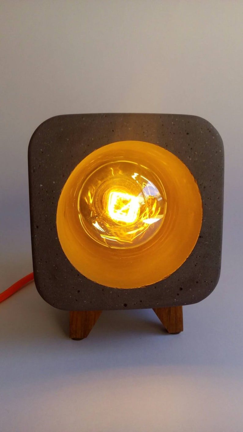 Lampe en béton design industriel original lampe de nuit en béton lampe ...