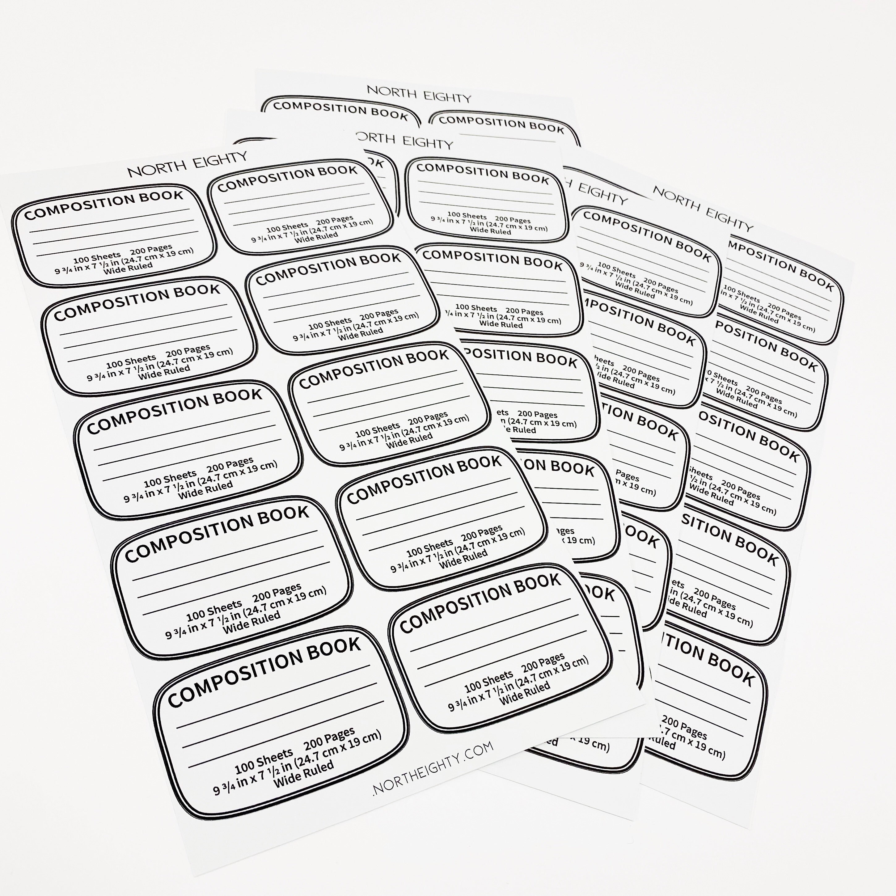 Composition Book Vinyl Decals Notebook Decal Decal Sheet - Etsy