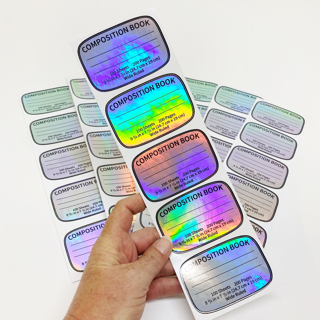 Holographic Composition Book Vinyl Decals, Notebook Decal, Decal Sheet ...