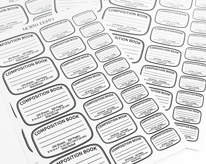 Multi Size Composition Book Vinyl Decals, Notebook Decal, Decal Sheet ...