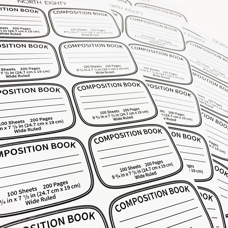 Composition Book Vinyl Decals Notebook Decal Decal Sheet - Etsy