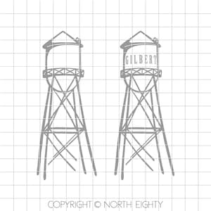 Water Tower Svg - Gilbert Water Tower - Gruene Water Tower - Water Tank ...