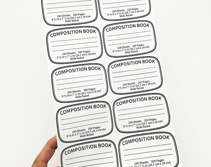 Composition Book Vinyl Decals, Notebook Decal, Decal Sheet, Sticker ...