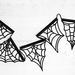 Halloween Banner Svg Spiderweb Dxf Bunting Banner Cut File Halloween ...
