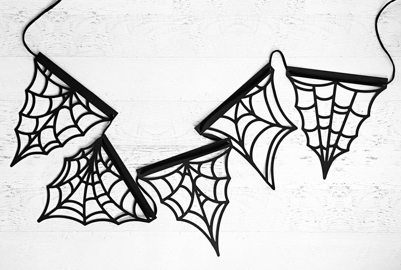 Halloween Banner Svg Spiderweb Dxf Bunting Banner Cut - Etsy