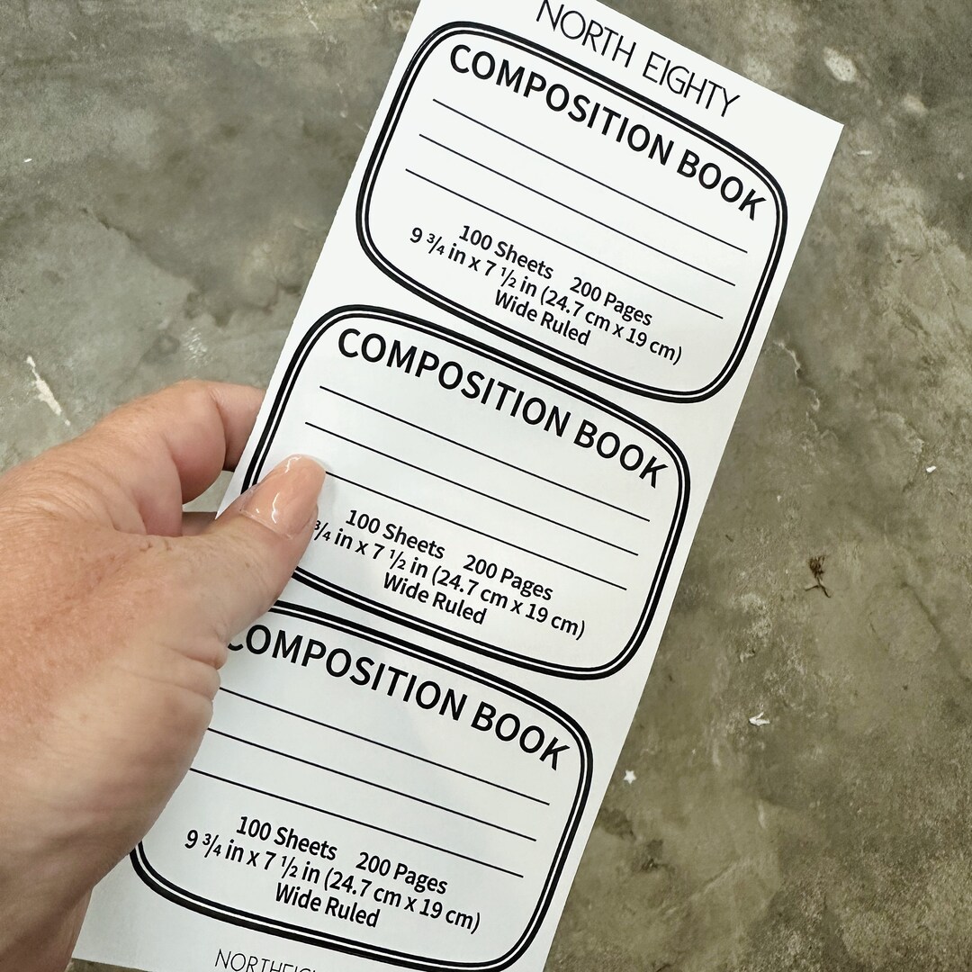 Large Composition Book Vinyl Decals, Notebook Decal, Decal Sheet ...