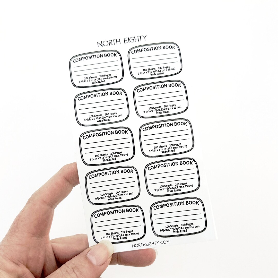 Mini Composition Book Vinyl Decals, Notebook Decal, Decal Sheet ...