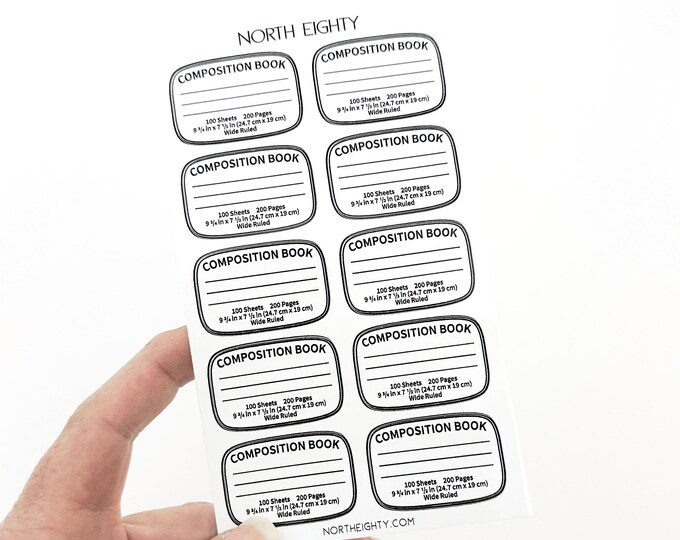 Mini Composition Book Vinyl Decals, Notebook Decal, Decal Sheet ...