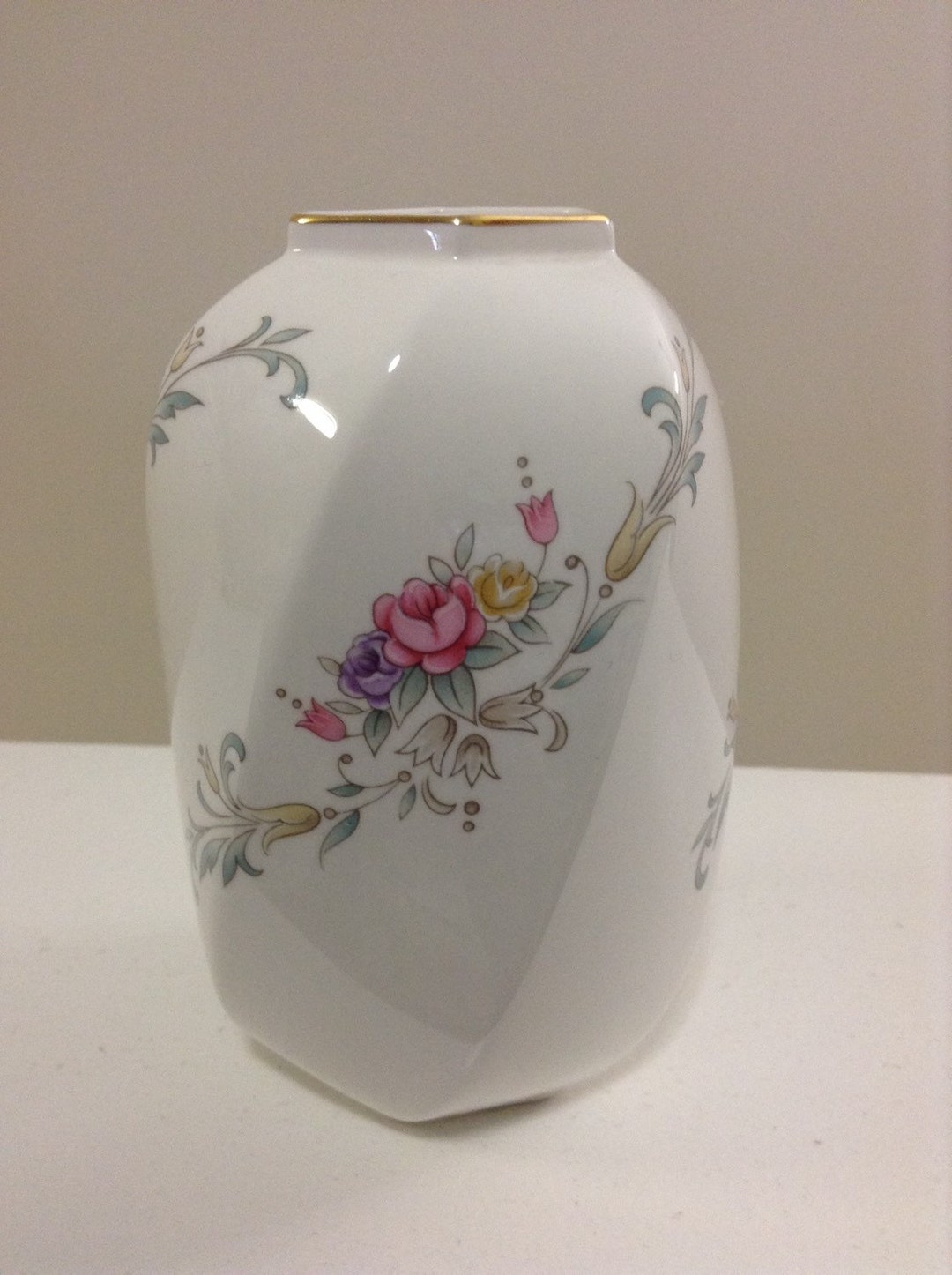 Vintage Christopher Stuart Pink Floral Bone China Vase From the Spring ...