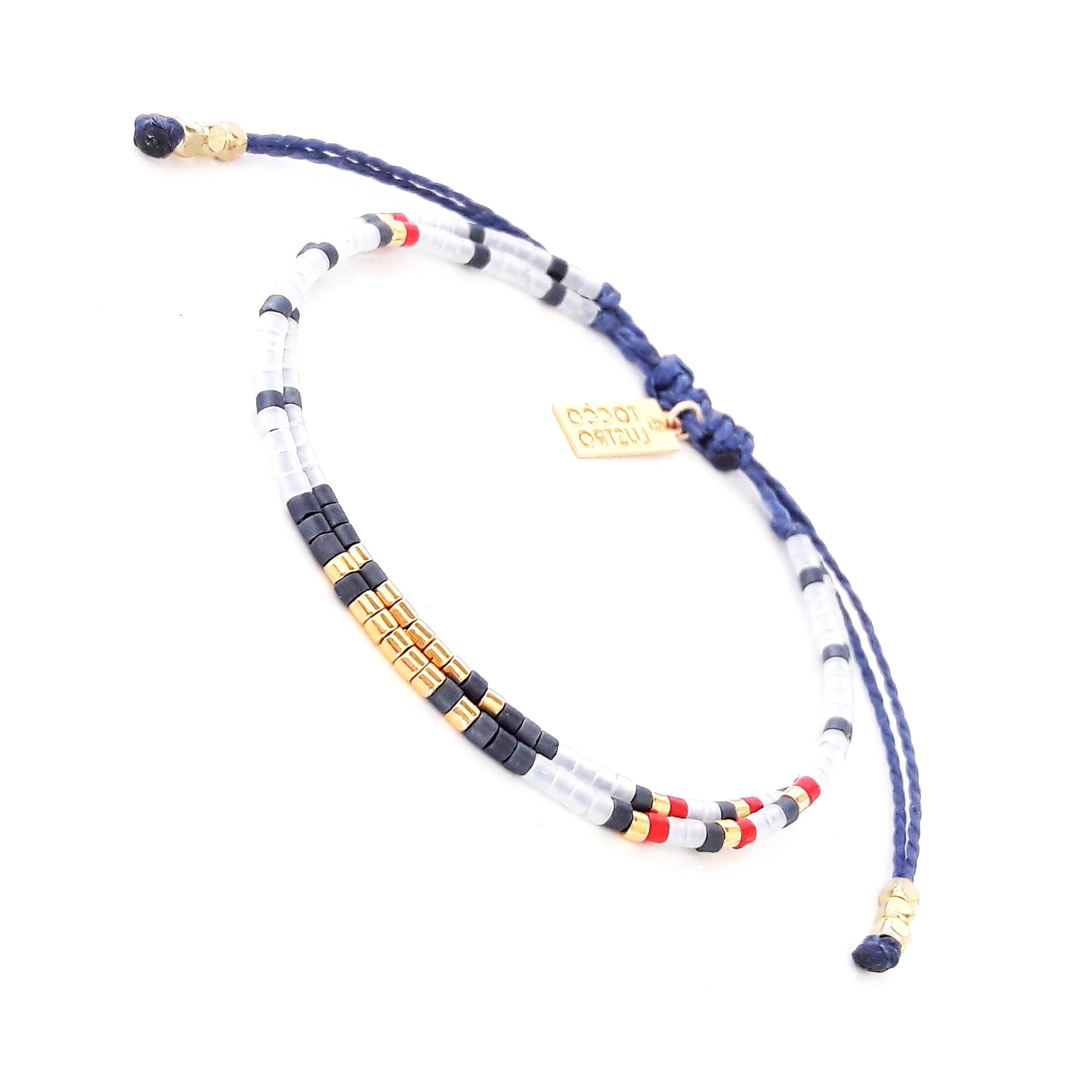 Nautical Summer Navy Beaded Bracelet Seed Bead Bracelet - Etsy