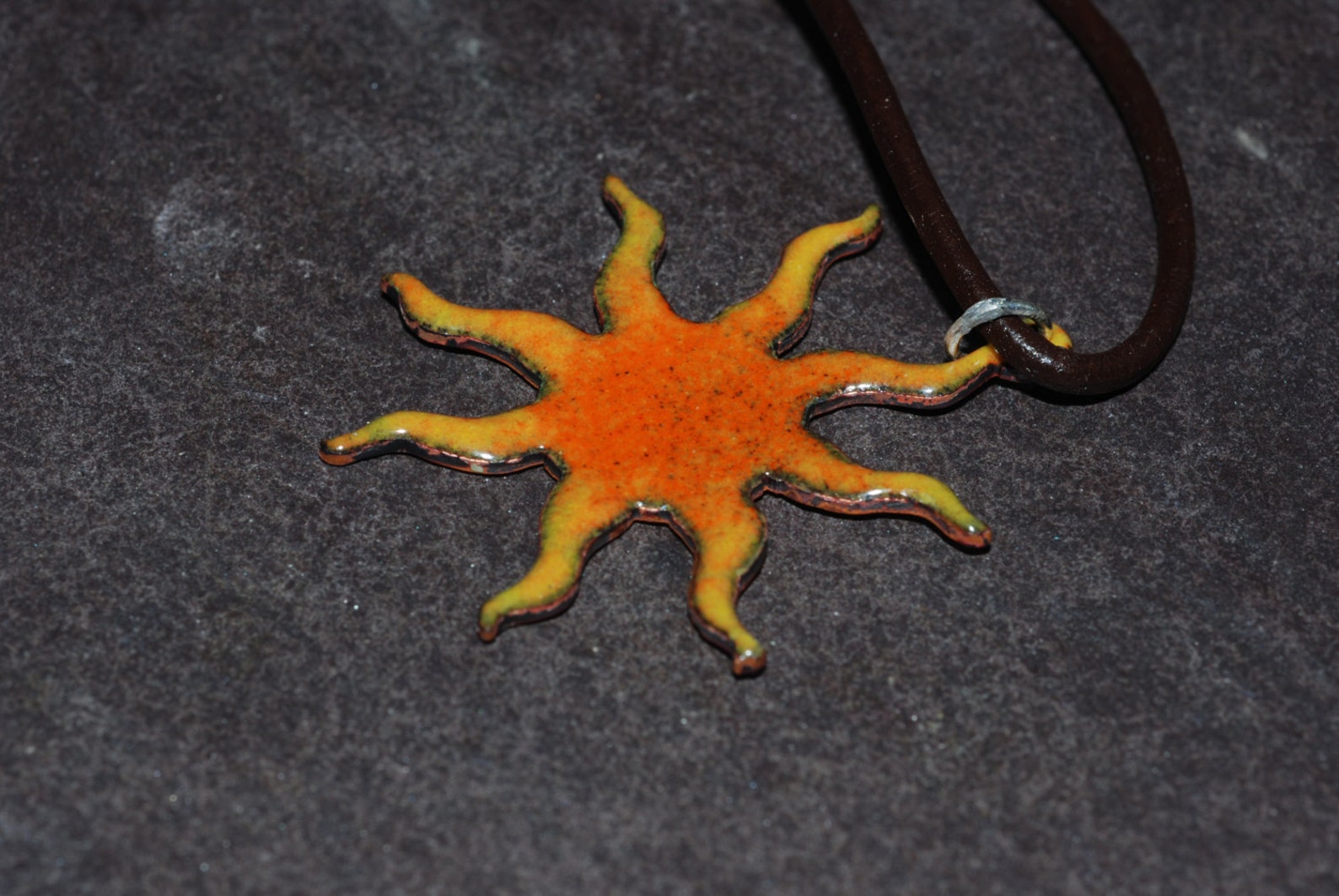 Copper and Enamel Sun Pendant - Etsy
