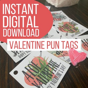 Valentine Plant Pun Tags, DIY Printable Valentine's Tags, Instant ...