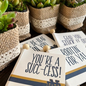 Graduation Succulent Favors Pun Tags, Burlap Wrap, Boho Grad Favors ...