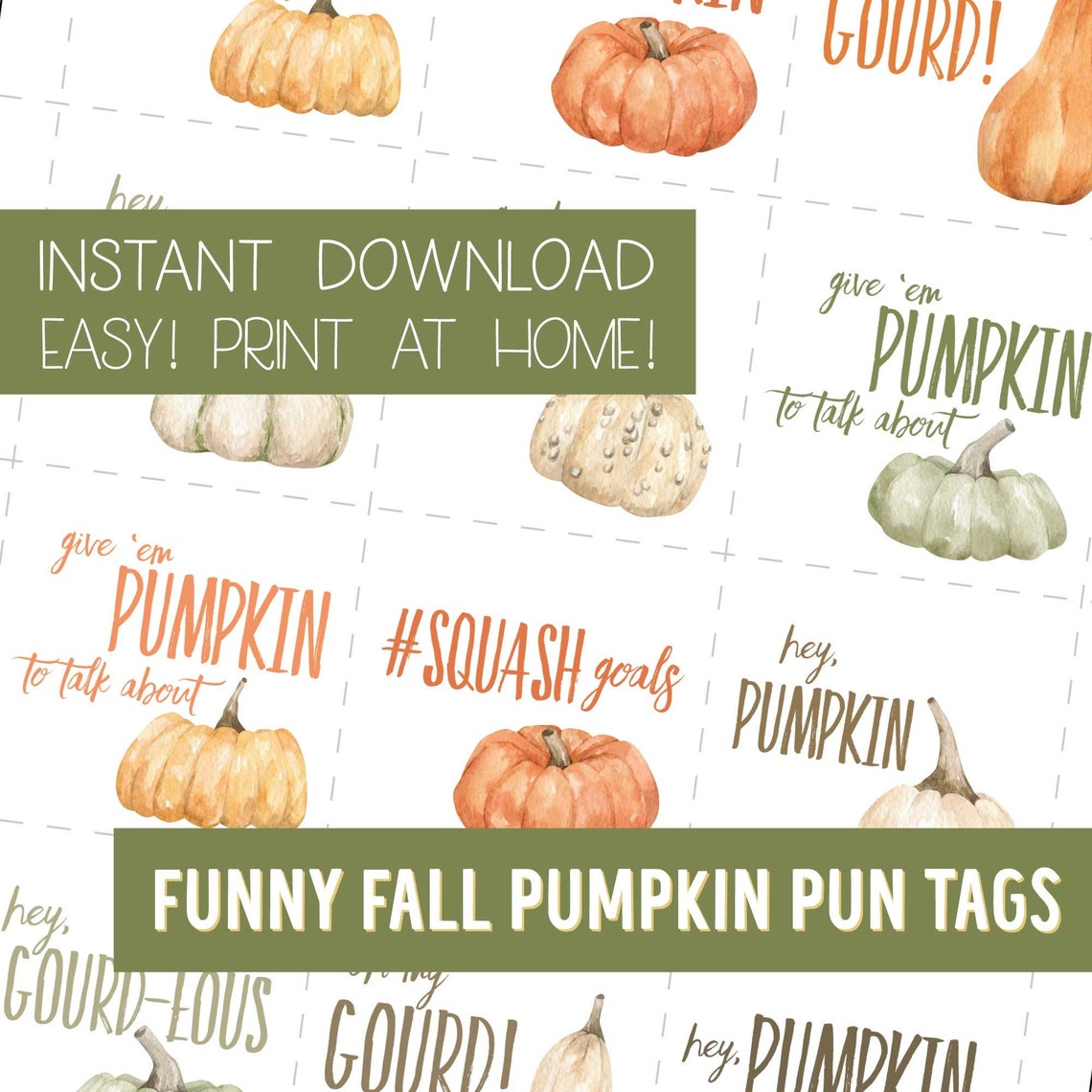 Pumpkin Pun Tags Fall Pun Tags Instant Download Print at - Etsy