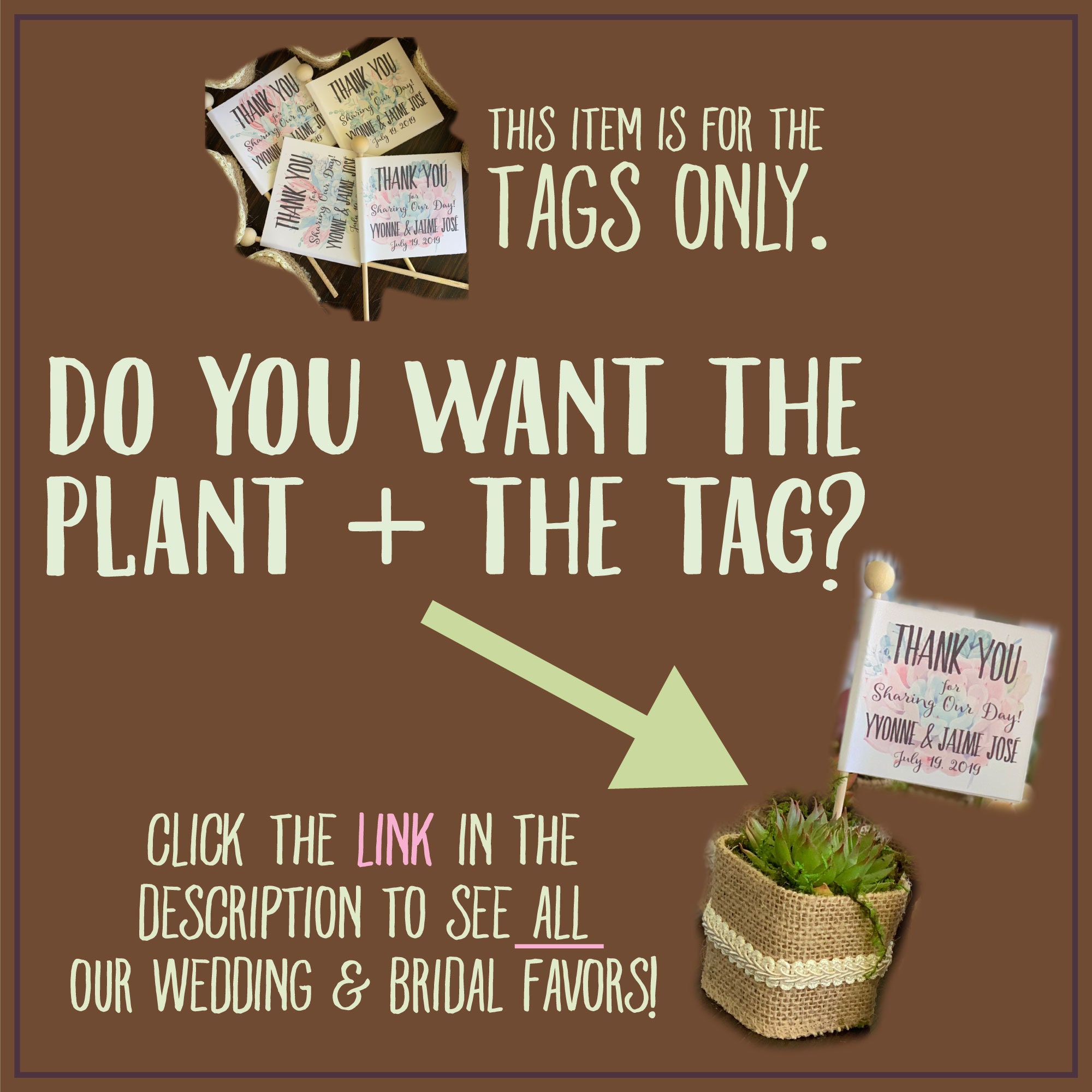 Gender Neutral Baby Shower Favor Tags Plant Puns Personalized | Etsy