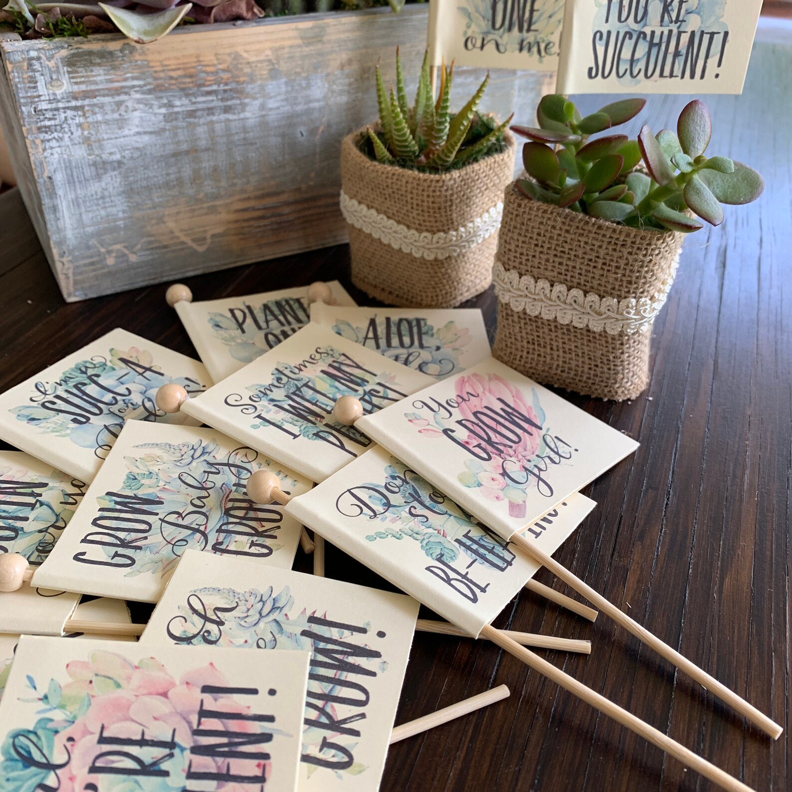 Gender Neutral Baby Shower Favor Tags Plant Puns Personalized | Etsy