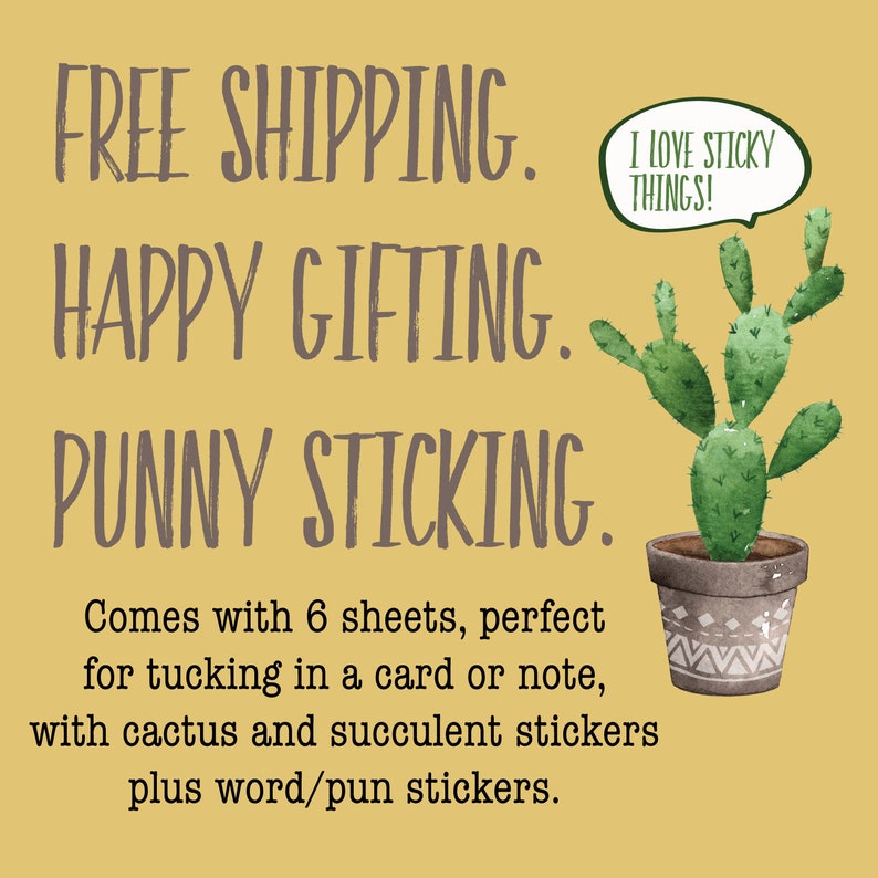 48 Cactus Pun Sticker Set Succulent Cactus Plant Humor // 48 Pcs - Etsy