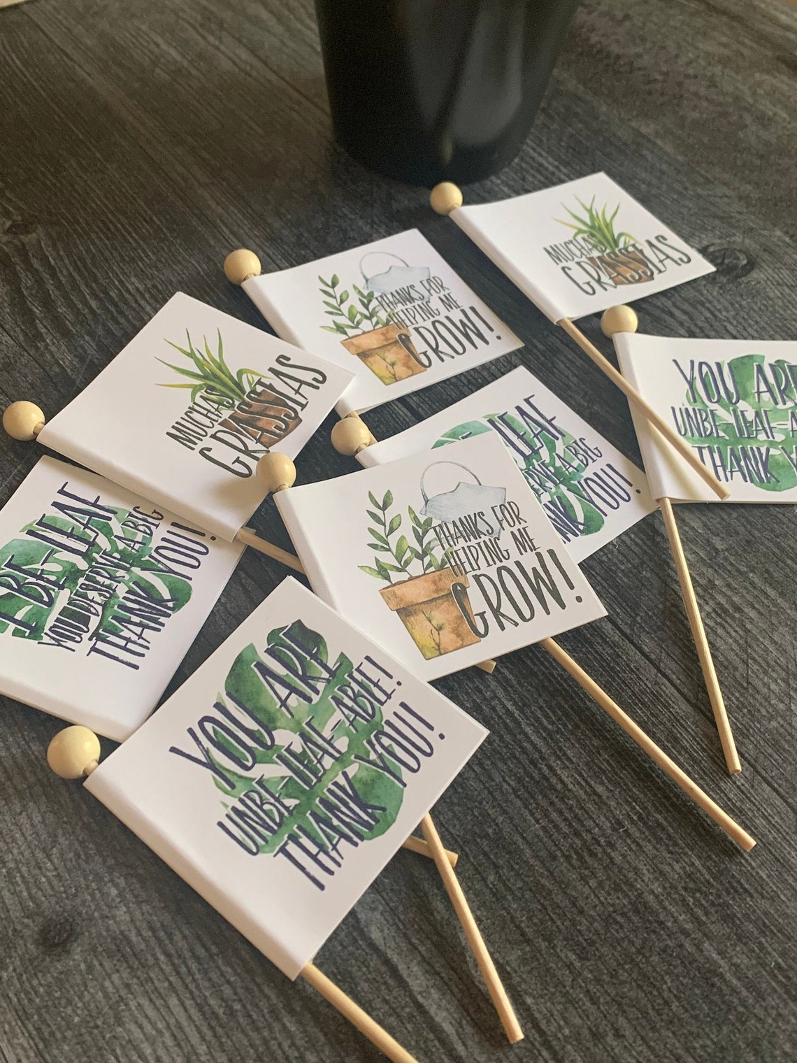 Thank You Tags, Plant Puns, Funny Tags, Stick Tags for Plants, Cupcakes ...