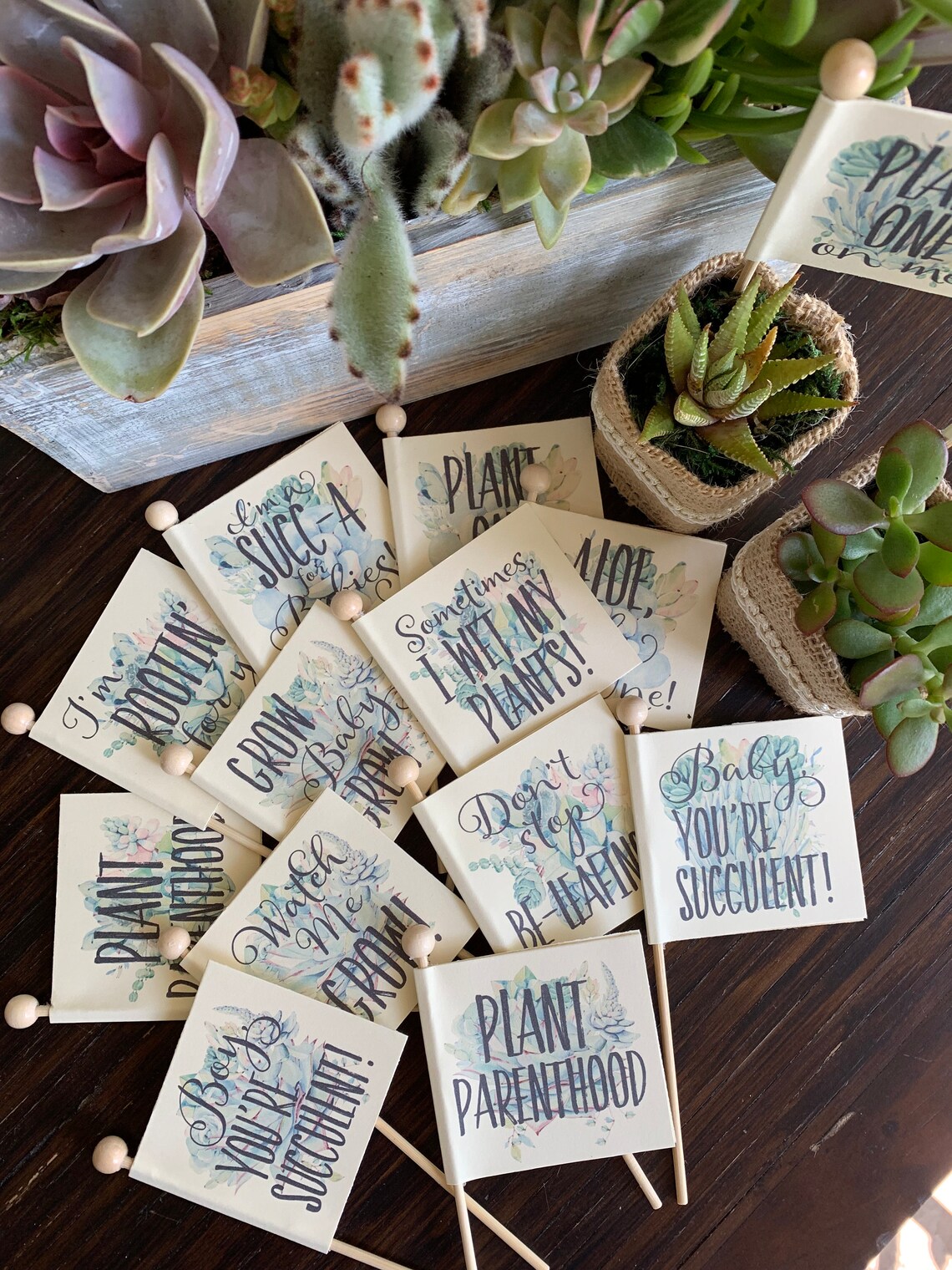 Gender Neutral Baby Shower Favor Tags Plant Puns Personalized | Etsy