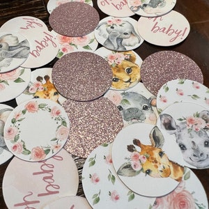 Complete Set of Girl Safari Baby Animal Shower Succulent Favors, Party ...