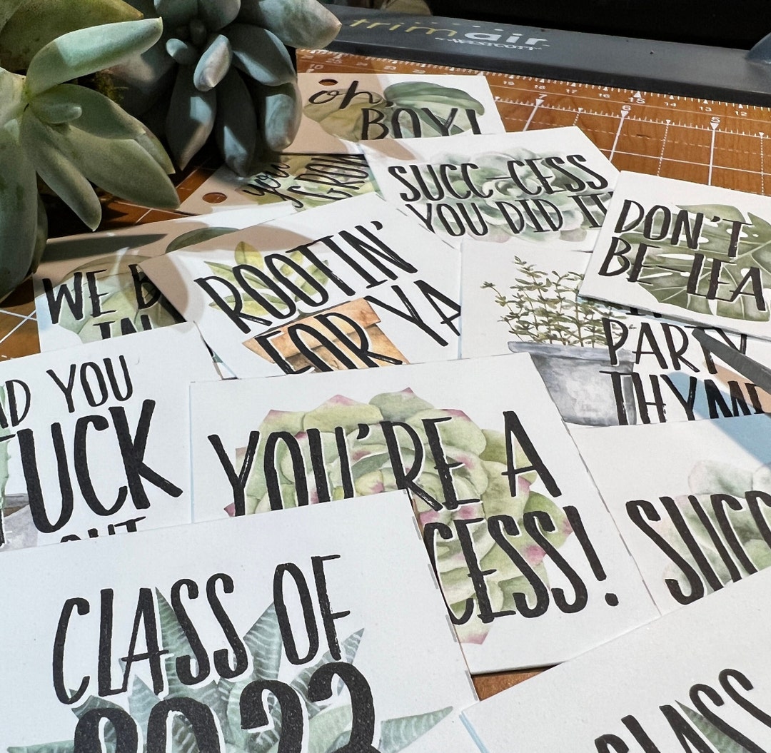 Graduation Party Tags Download, DIY Plant Pun Grad Tags, Grad Puns ...