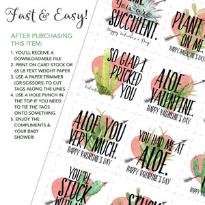Valentine Plant Pun Tags, DIY Printable Valentine's Tags, Instant ...