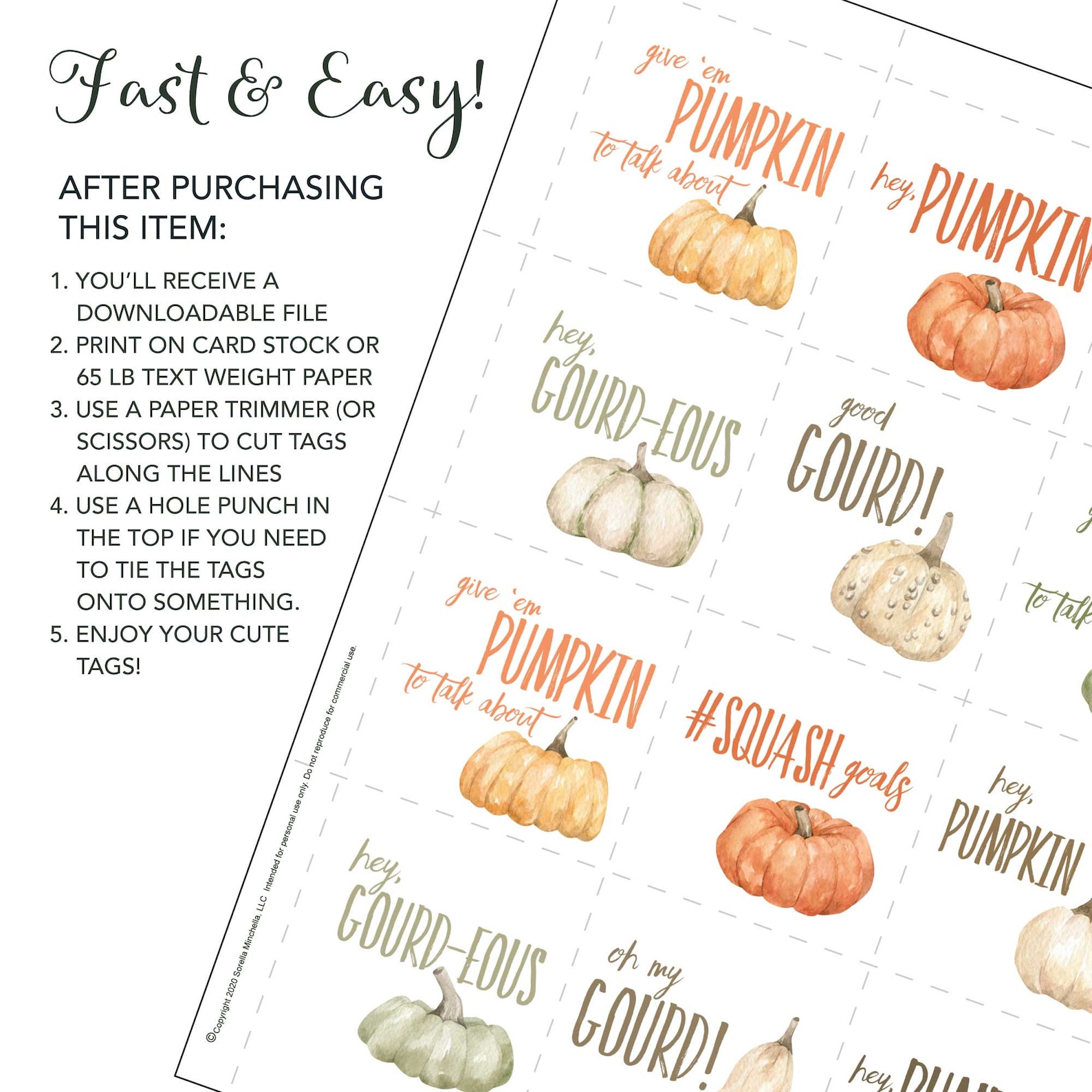 Pumpkin Pun Tags Fall Pun Tags Instant Download Print at - Etsy