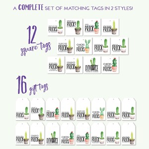 Divorce Party Favor Tags, Prick Puns, Cactus Breakup Puns, Divorce ...