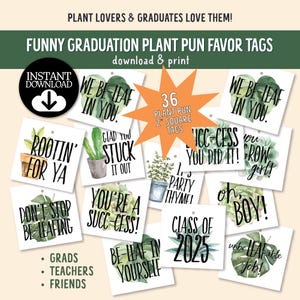 Graduation Party Tags Download, DIY Plant Pun Grad Tags, Grad Puns ...