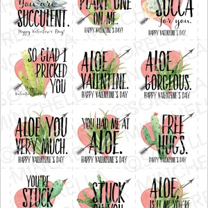 Valentine Plant Pun Tags, DIY Printable Valentine's Tags, Instant ...