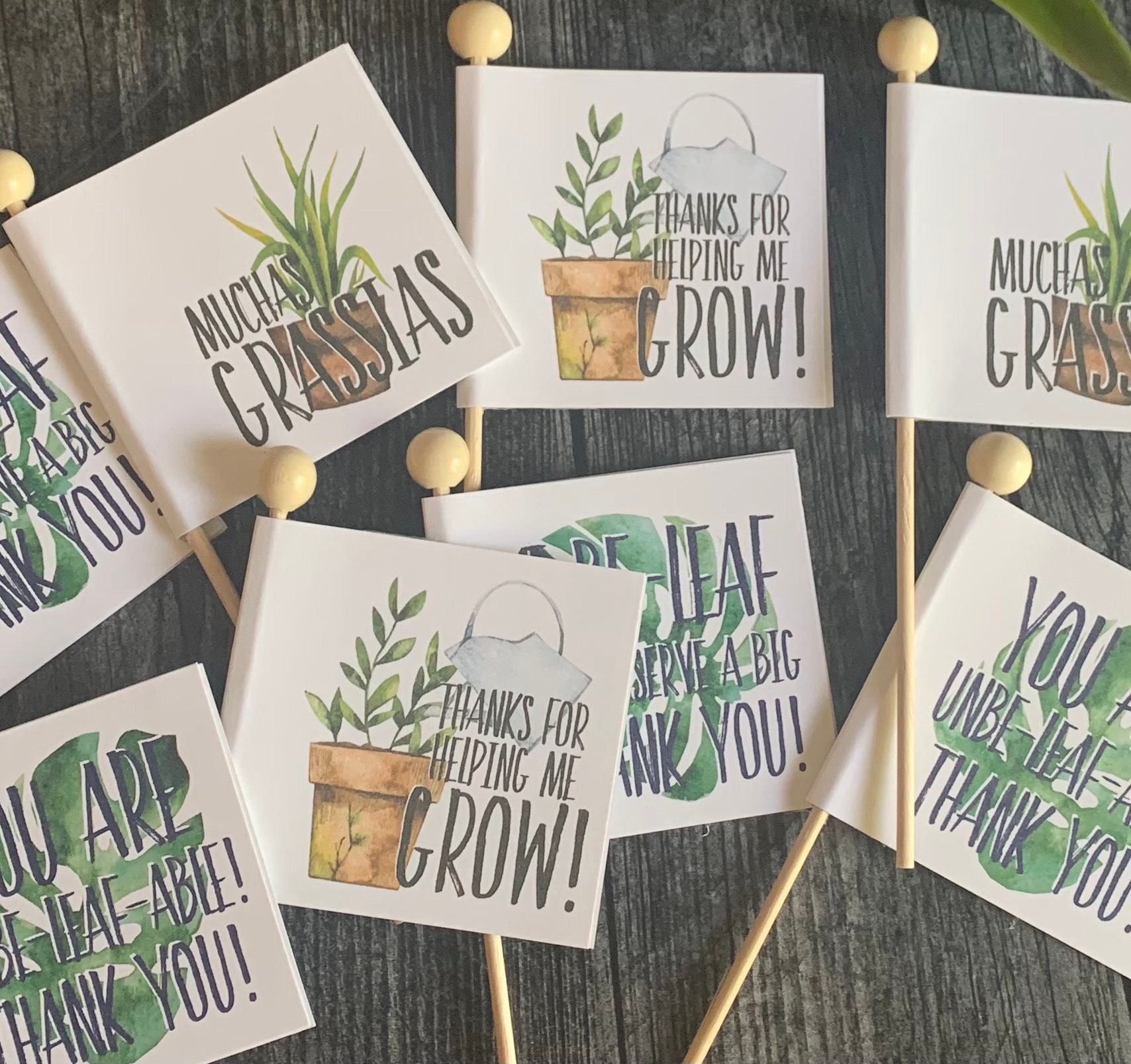 Thank You Tags, Plant Puns, Funny Tags, Stick Tags for Plants, Cupcakes ...