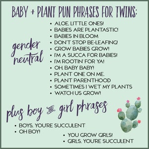 Twins Succulent Baby Shower Tags, DIY Plant Pun Tags, Instant Download ...