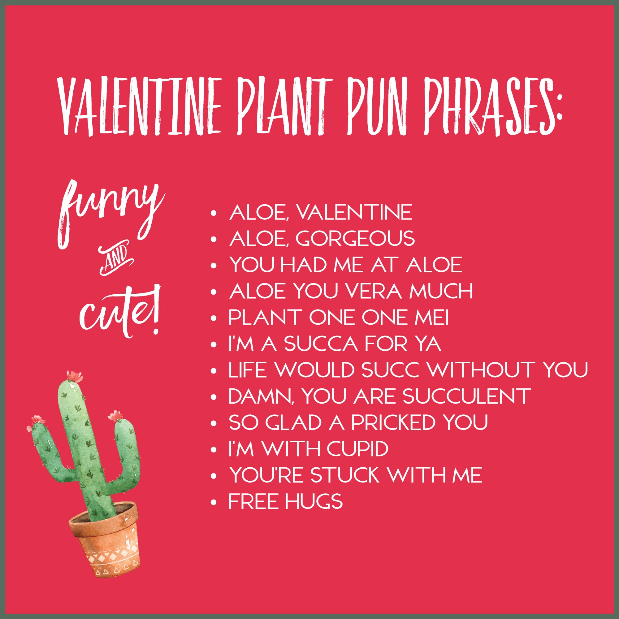 Valentine Plant Pun Tags, Valentine's Day Plant Theme, Love Pun Tags ...
