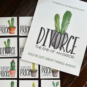 Divorce Party Favor Tags, Prick Puns, Cactus Breakup Puns, Divorce ...